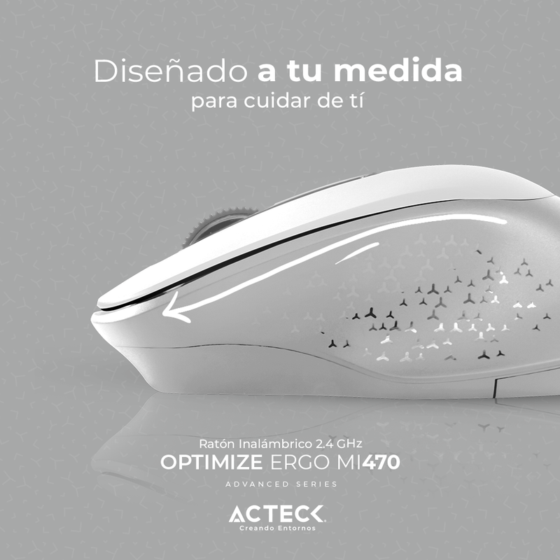 Mouse Ergonómico | Optimize Ergo MI470 | Inalámbrico 2.4 GHz + 1600 DP