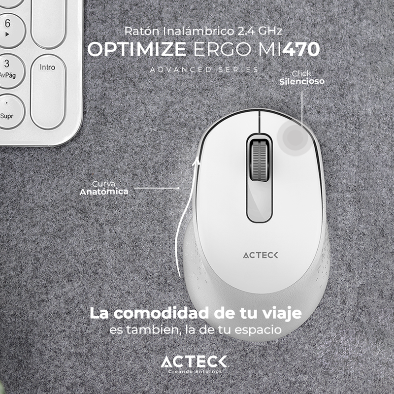 Mouse Ergonómico | Optimize Ergo MI470 | Inalámbrico 2.4 GHz + 1600 DP