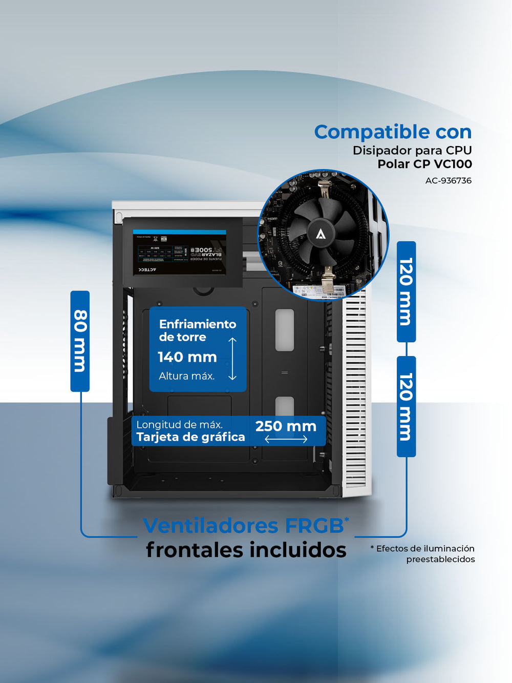 Gabinete Compacto Mini Torre | Fuji GC470 | Max MB M-ATX Fuente ATX 50