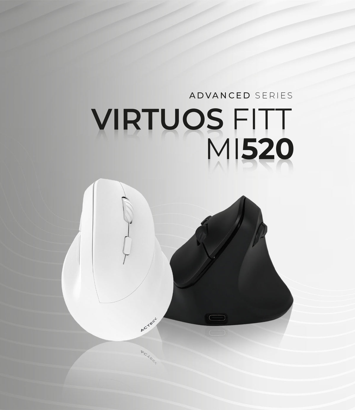 Mouse Ergonómico Vertical | Virtuos Fitt MI520 | 2.4 Ghz + 2 Modos Blu