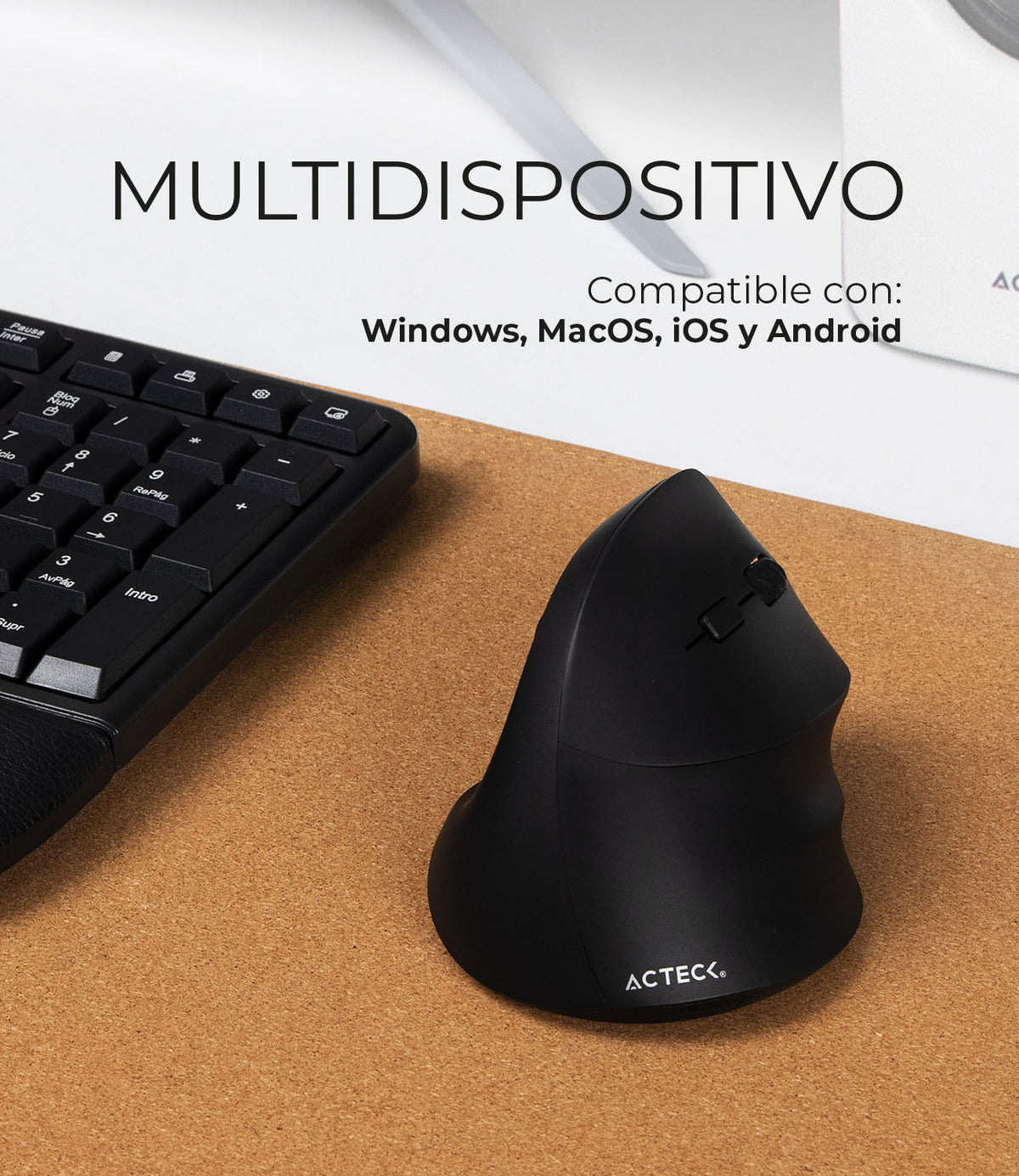Mouse Ergonómico Vertical | Virtuos Fitt MI520 | 2.4 Ghz + 2 Modos Blu