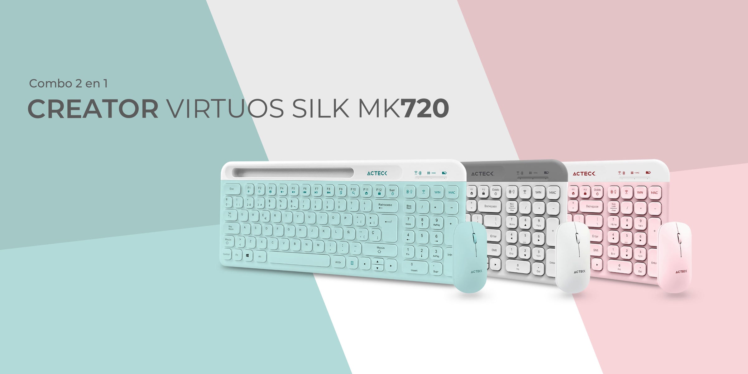 Combo Teclado y Mouse | Creator Virtuos Silk MK720 | Blanco