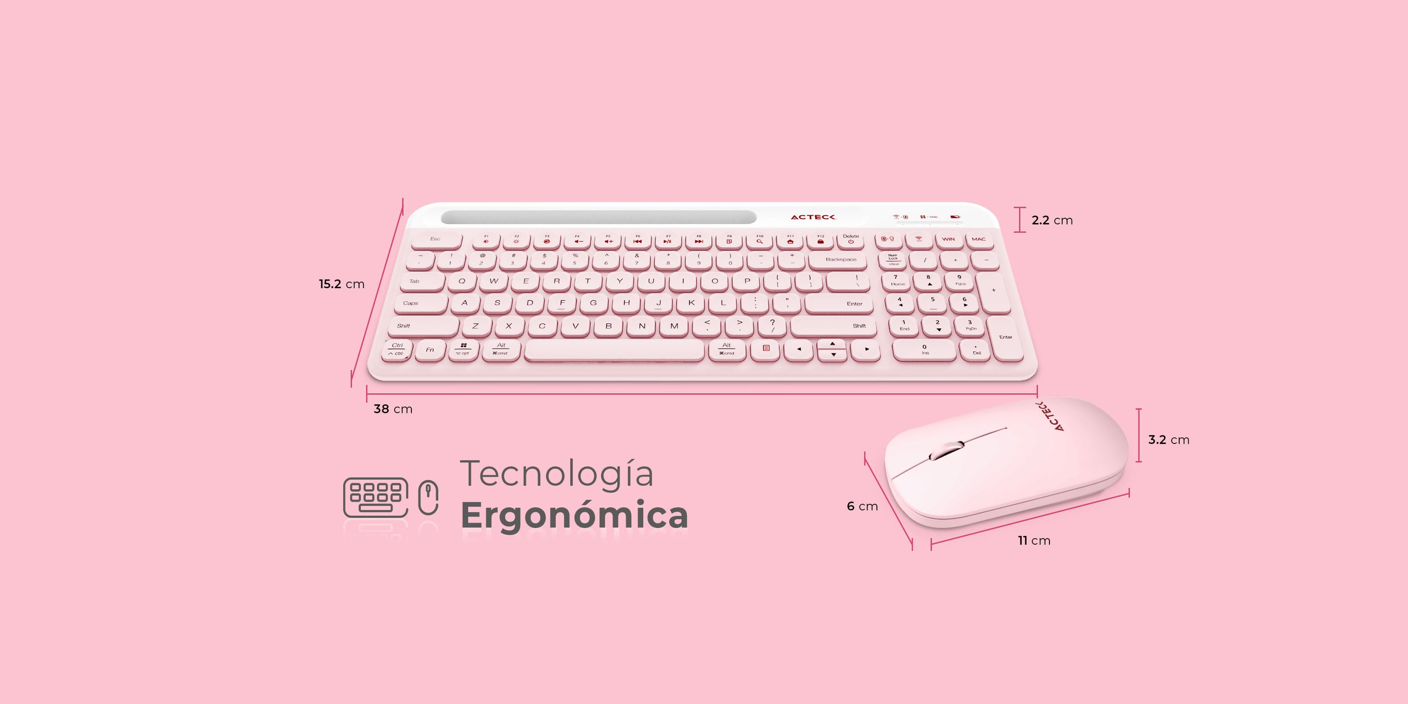 Combo Teclado y Mouse | Creator Virtuos Silk MK720 | Rosa