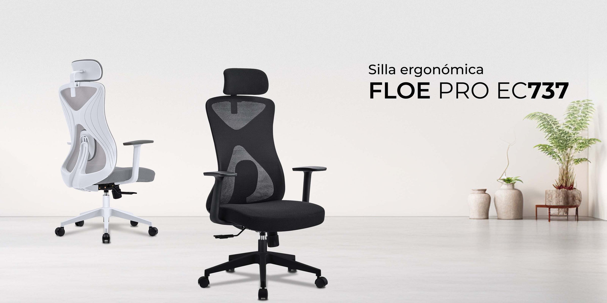 Silla de Oficina Ergonómica | Floe Pro EC737 | Blanca