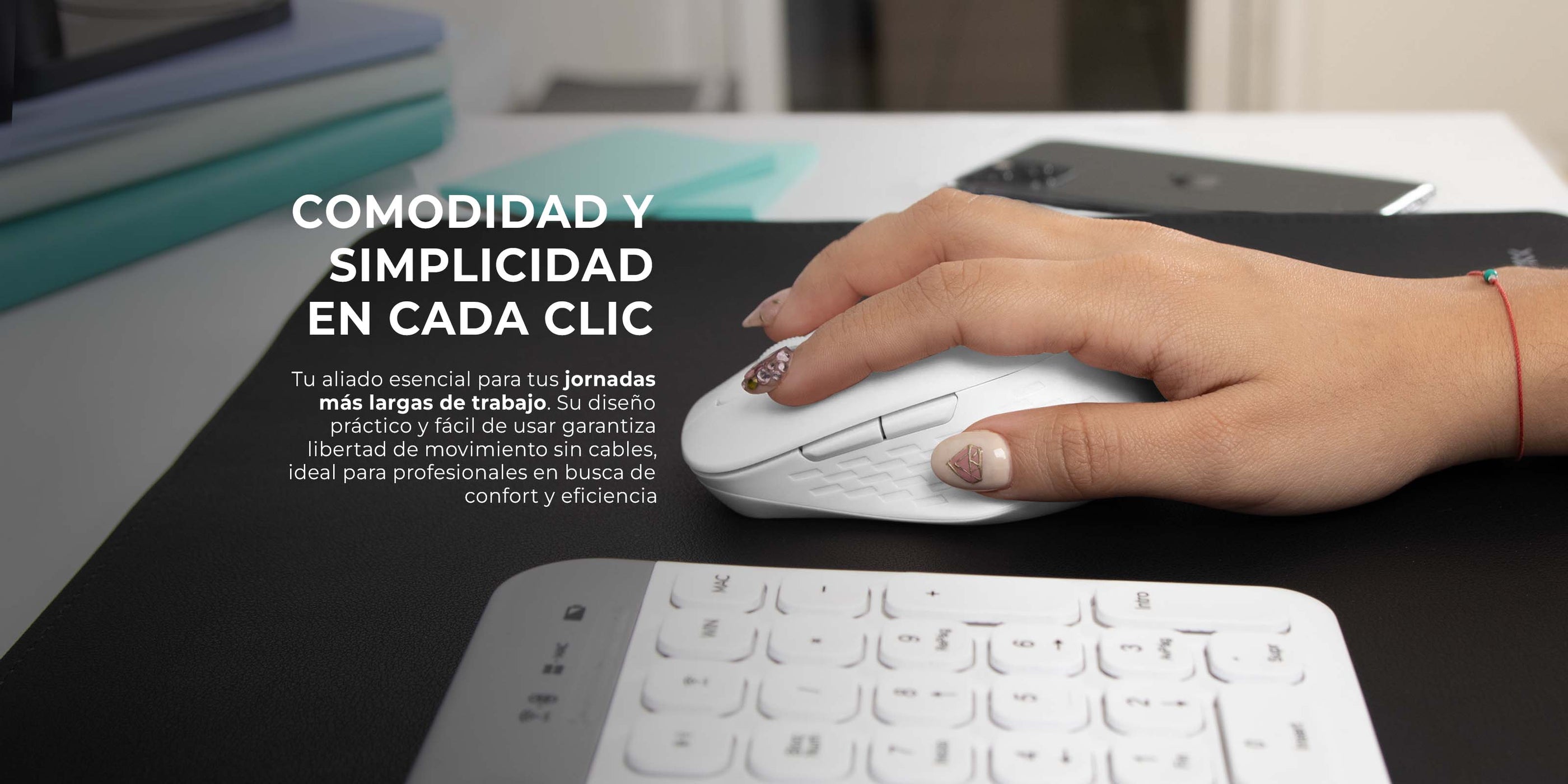 Mouse Confortable y Elegante Inalámbrico | Optimize Flow MI480 | Rosa