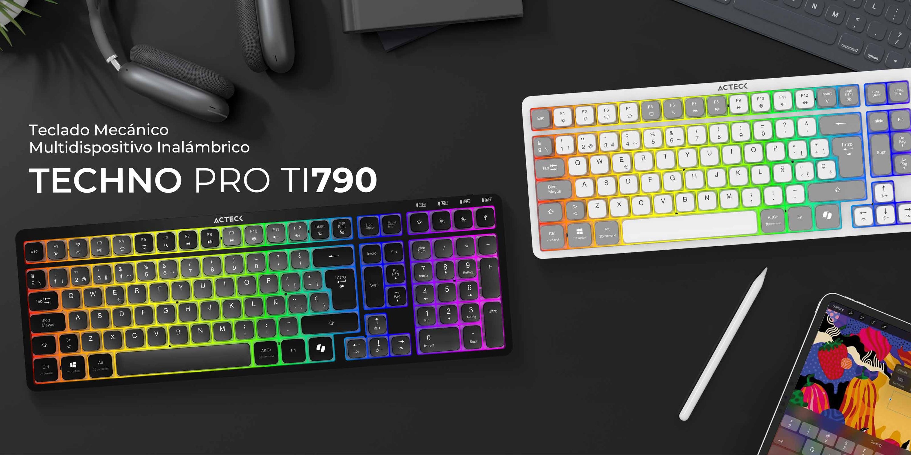 Teclado Multidispositivo Mecánico | Techno Pro TI790 | Blanco