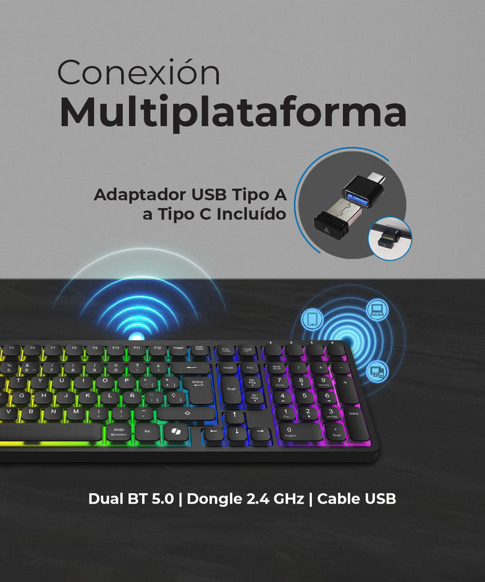 Teclado Multidispositivo Mecánico | Techno Pro TI790 | Negro